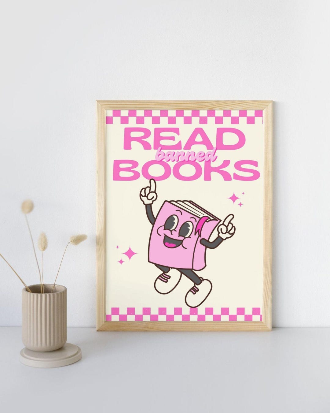 Read Banned Books Poster: Retro Book Lover Print, Library Decor ...