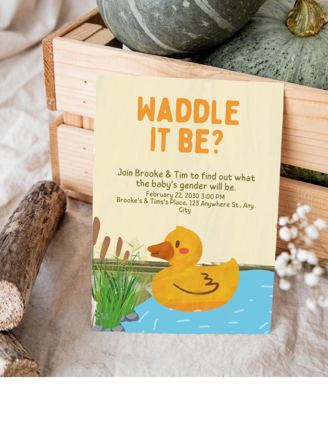 Editable Rubber Duckie Gender Reveal Invitation, Baby Boy or Girl ...