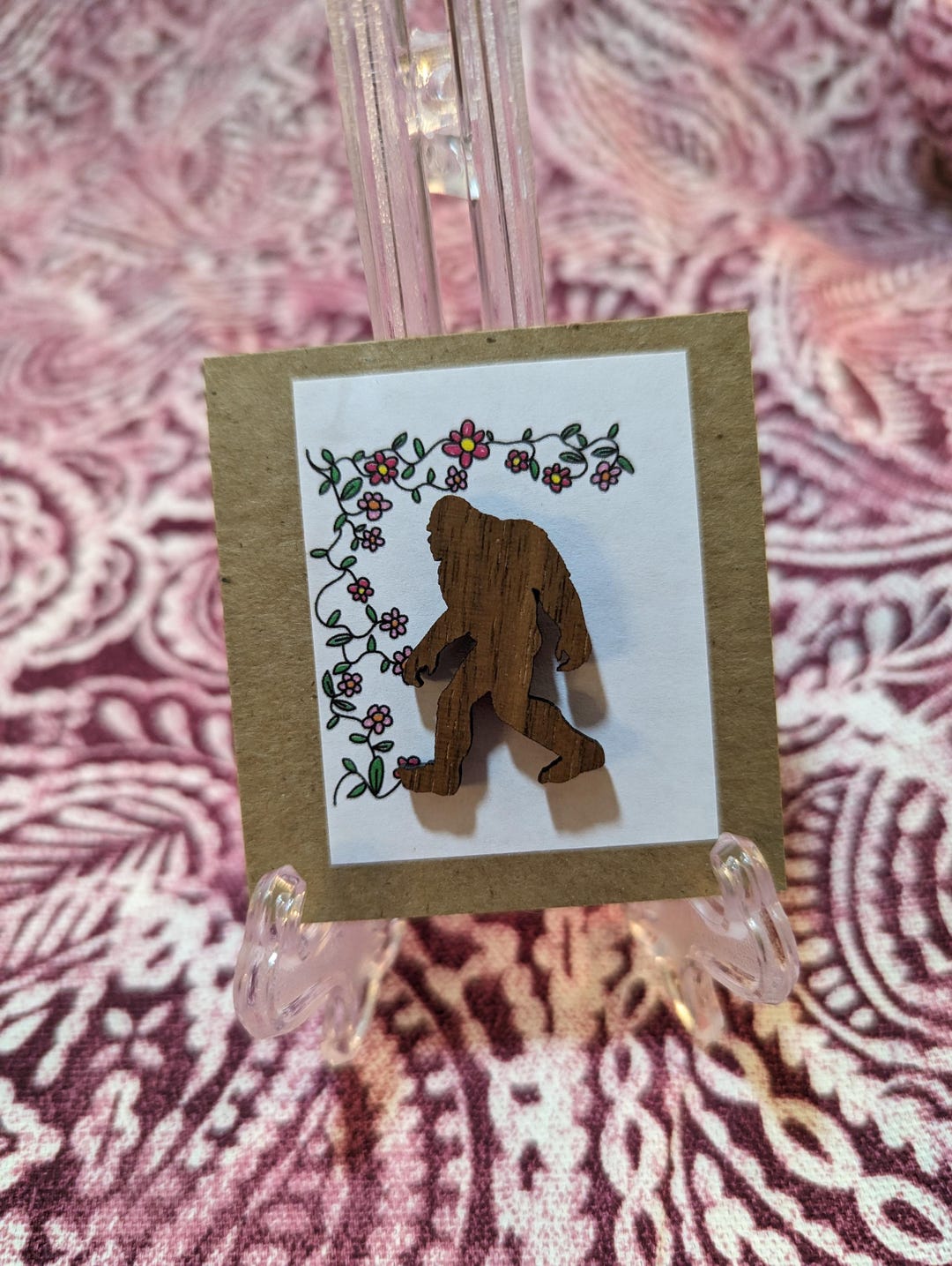 Bigfoot Walnut Wooden Pin - Etsy