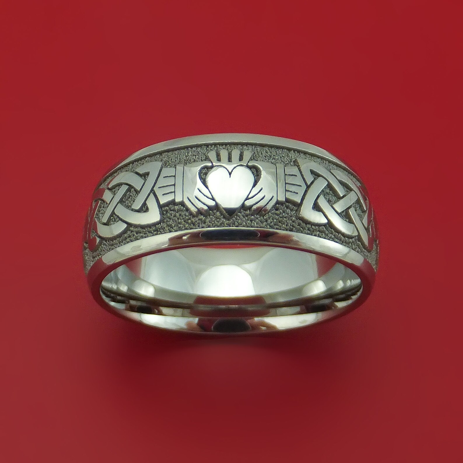 Titanium Celtic Claddagh Design Ring Custom Made Band - Etsy