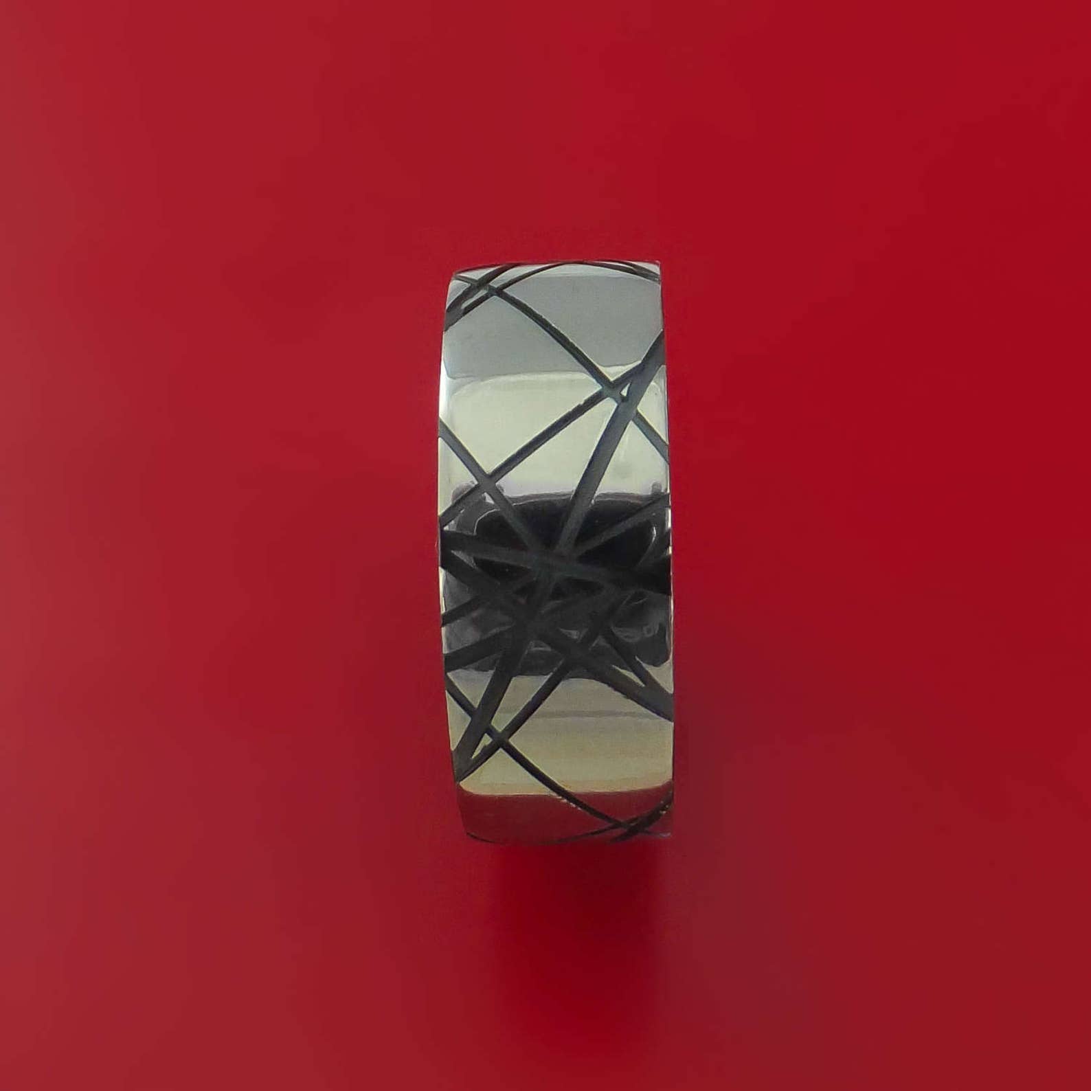 Black Zirconium Retro Rocker Pattern Custom Made Band | Etsy