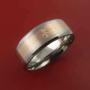 Rose Gold Egyptian Ankh Ring and Titanium Custom Made Band Any Sizing ...