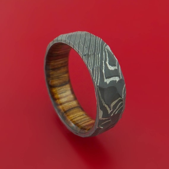 Damascus Steel Rock Hammer Ring With Walnut Wood Sleeve Custom | Etsy