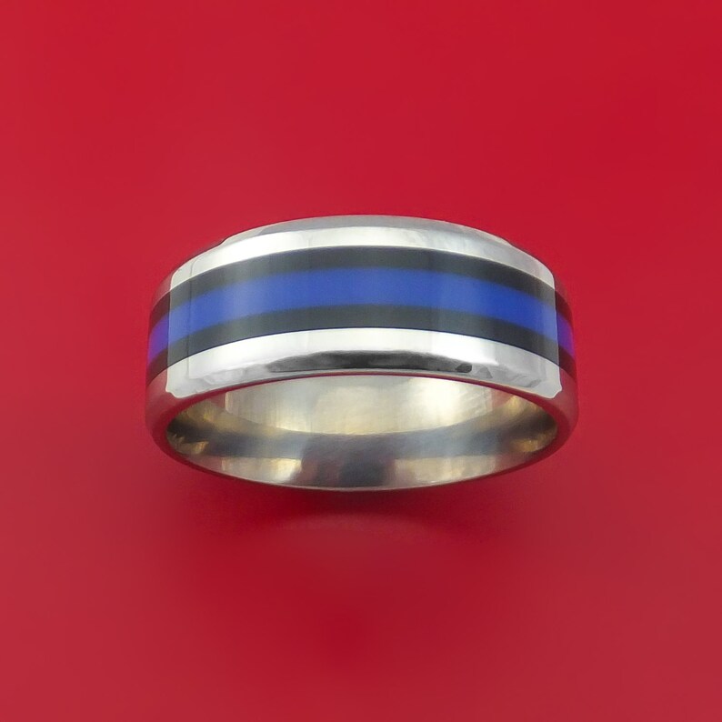 Titanium Thin Blue Line Police Ring Custom Made Band Any Size - Etsy