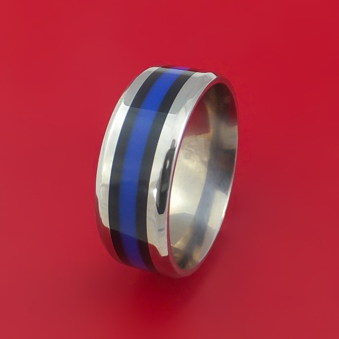 Titanium Thin Blue Line Police Ring Custom Made Band Any Size - Etsy