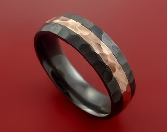 Titanium and Copper Ring Custom Made Band Hammer Finish and | Etsy