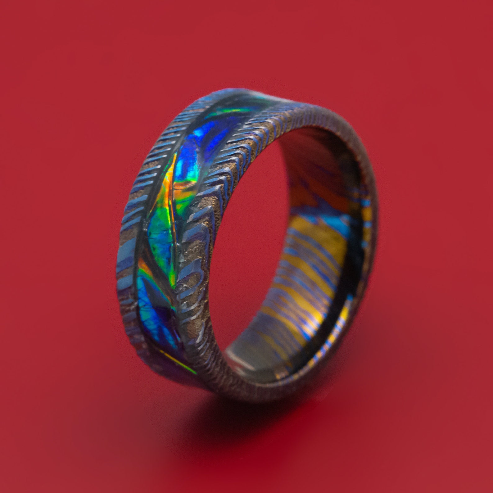 Kuro-ti and Dichrolam Inlay Ring Custom Made Band - Etsy