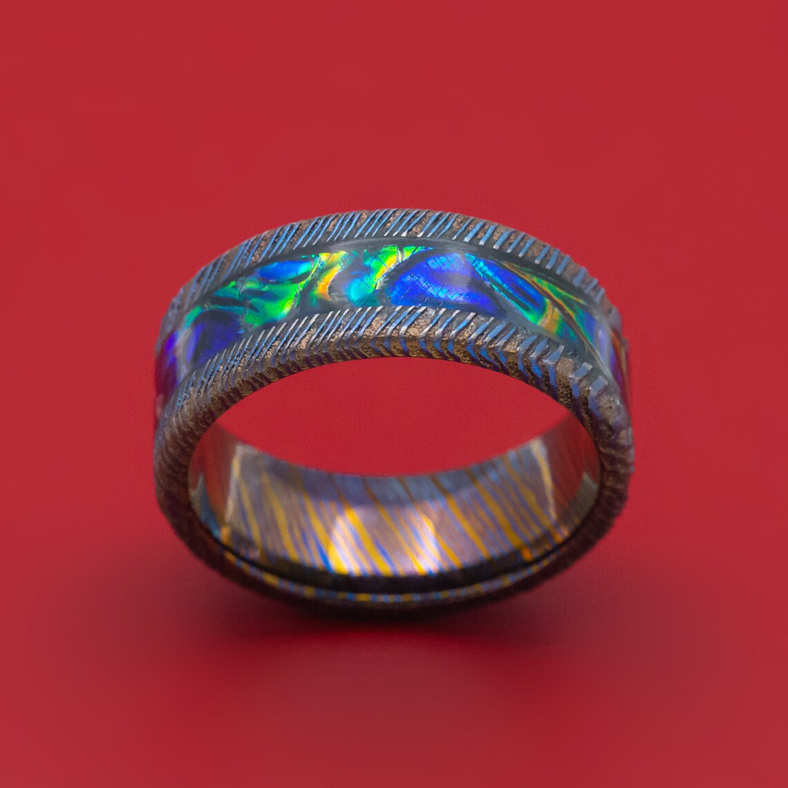 Kuro-ti and Dichrolam Inlay Ring Custom Made Band - Etsy