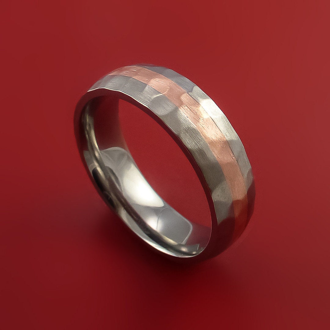 Titanium and Copper Ring Custom Made Band Hammer Finish and Sizing - Etsy