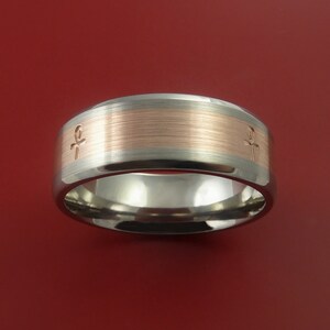 Rose Gold Egyptian Ankh Ring and Titanium Custom Made Band Any Sizing ...