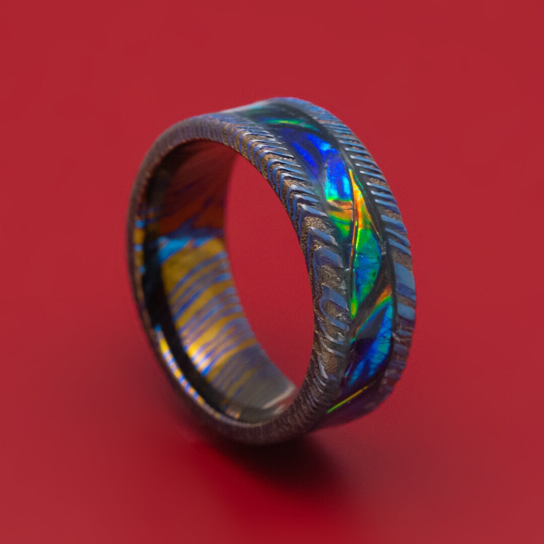 Kuro-ti and Dichrolam Inlay Ring Custom Made Band - Etsy