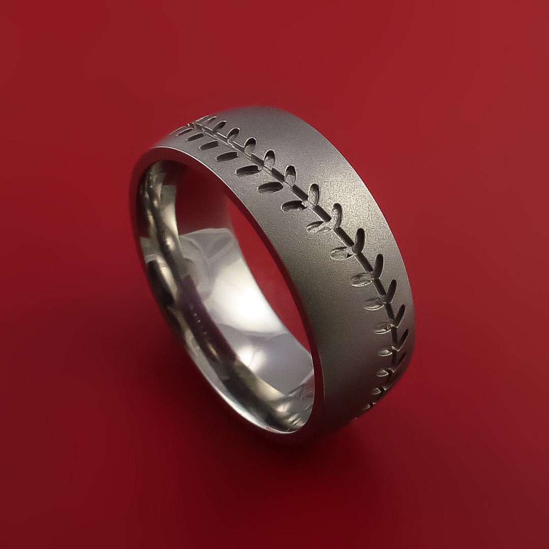 Titanium Baseball Ring With Custom Stitching Fan Band Any Size and ...