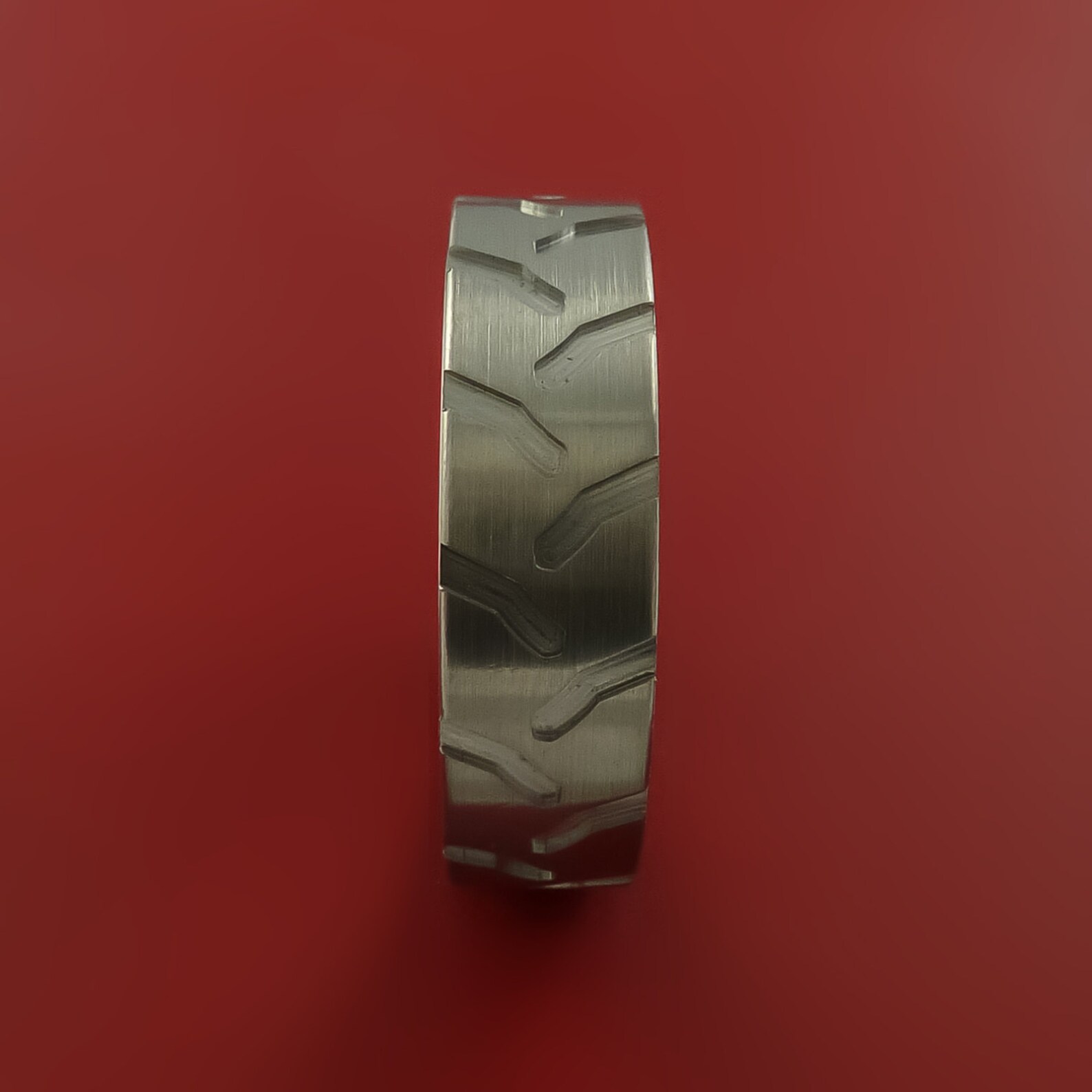 Titanium Tractor Tread Carved Design Ring Bold Unique Band - Etsy
