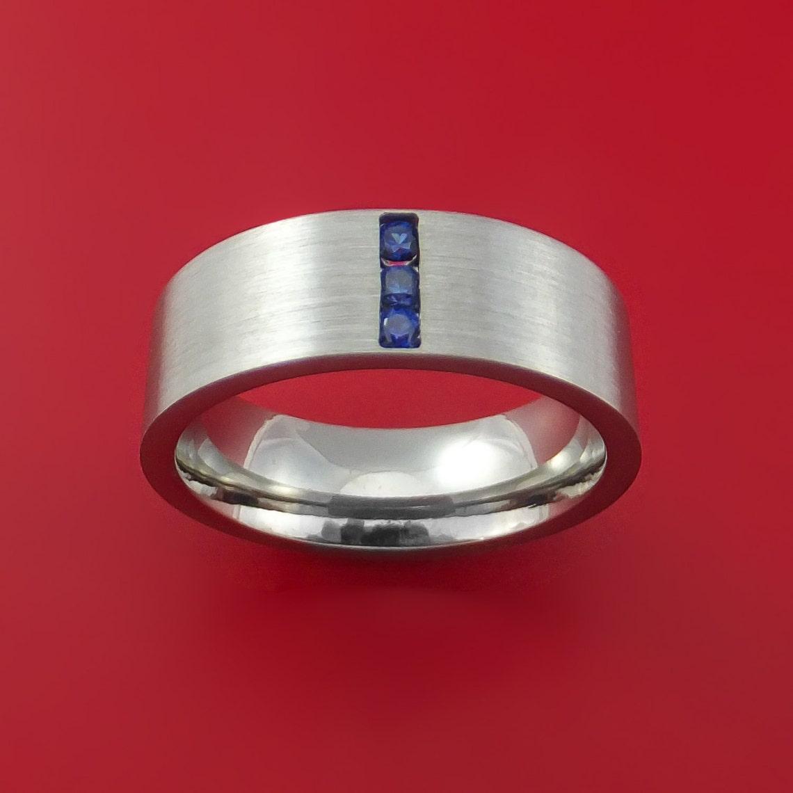Titanium and Sapphire Ring Custom Made Wedding Band - Etsy