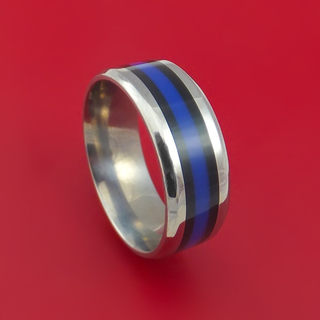 Titanium Thin Blue Line Police Ring Custom Made Band Any Size - Etsy