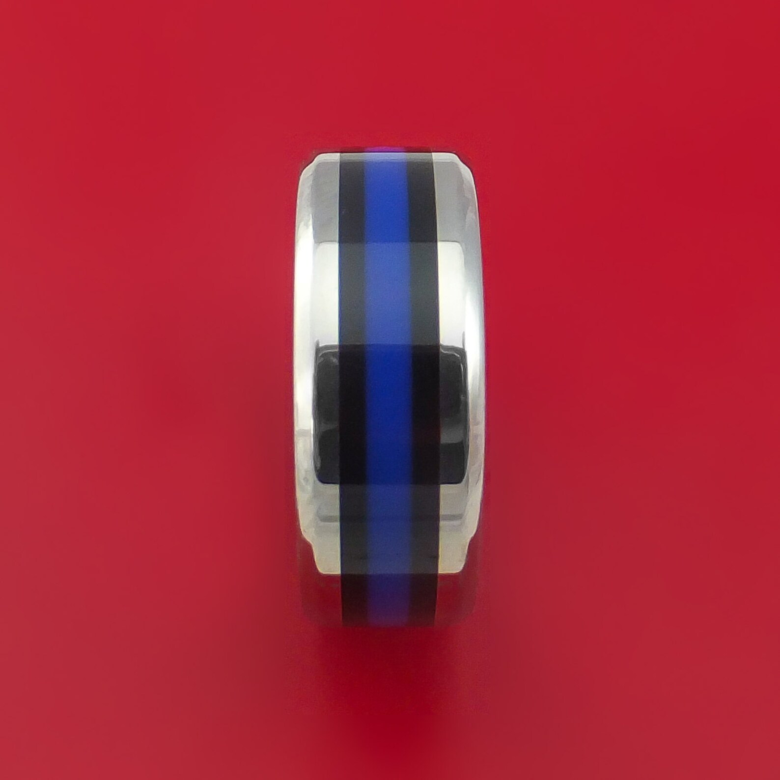 Titanium Thin Blue Line Police Ring Custom Made Band Any Size - Etsy