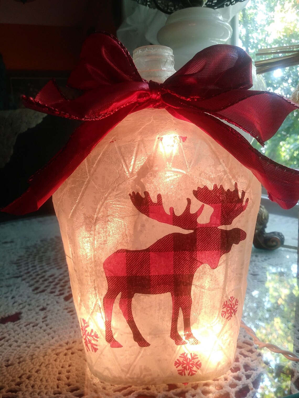 Moose Lamplighted Wine Bottleswine Artwine Craftdecorated - Etsy