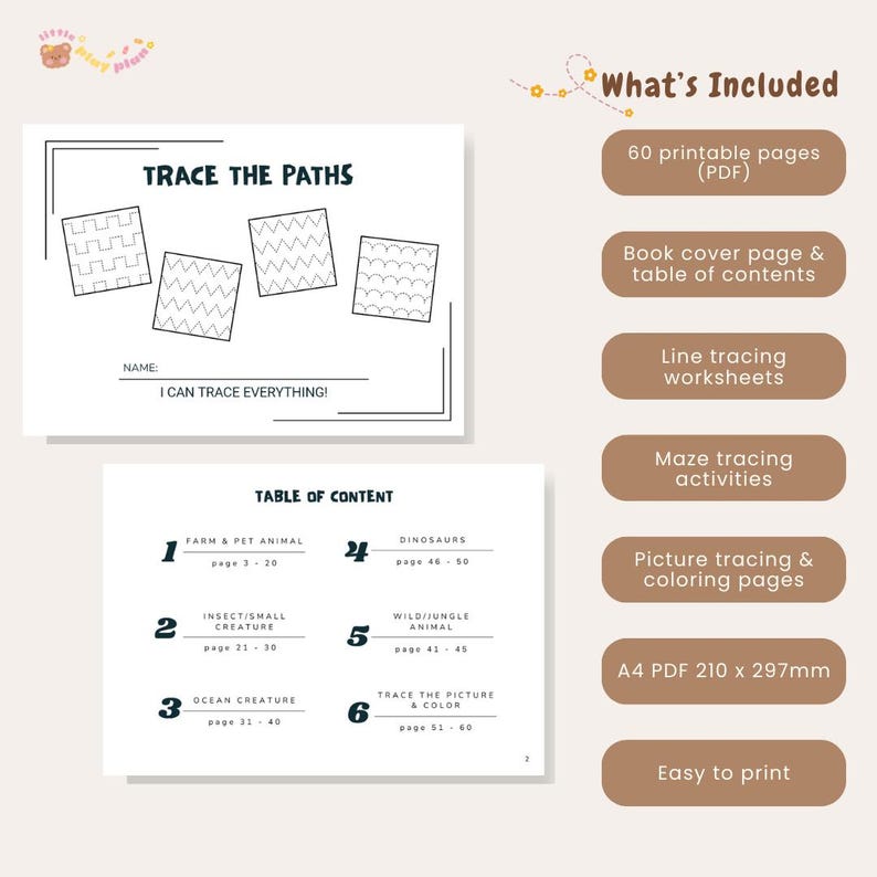 Pre Writing Lines Printable | 2-3 Year Old Fine Motor Practice | 60 ...