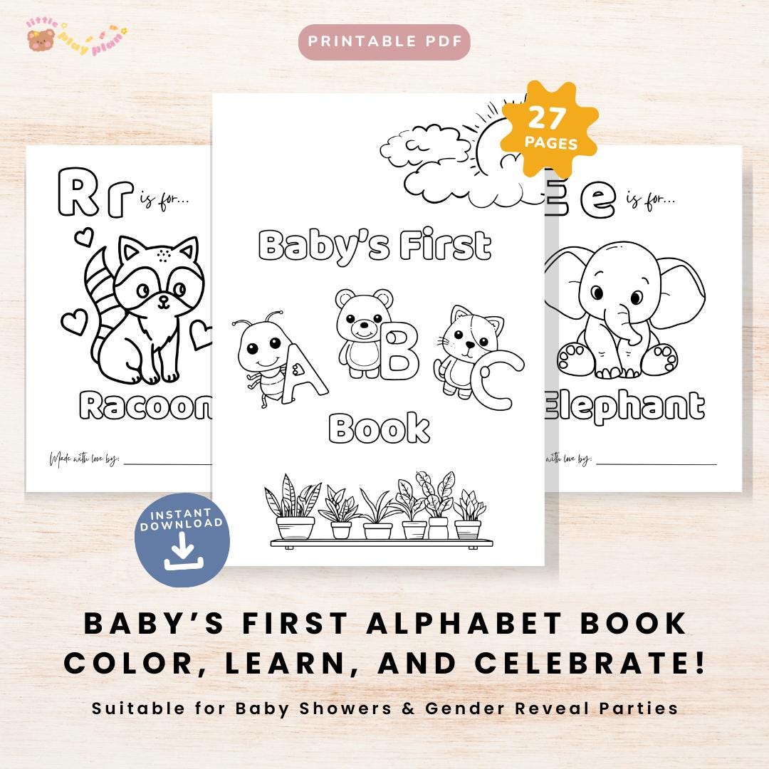 Baby’s First Book Printable | Coloring Pages for Baby Shower & Gender ...