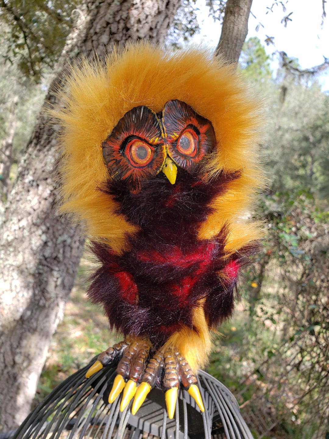 LARGE AVIAN: Lavaglow Owl Woodbaby, Handmade Shoulder-sitting Puppet ...