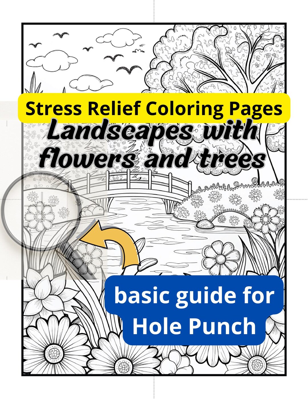 Mandscapes of Flowers and Trees Coloring Book; Printable 8.5 X 11 ...