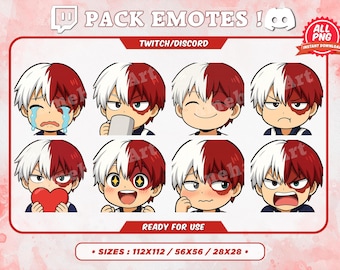 8 Emotes Shoto Hero Boy Chibi Anime - Twitch & Discord Pack – Streamer ...