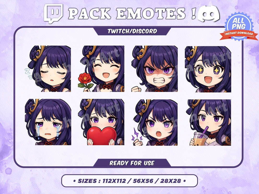 8 Emotes Shogun Raiden Genshin Impact - Twitch & Discord Pack ...