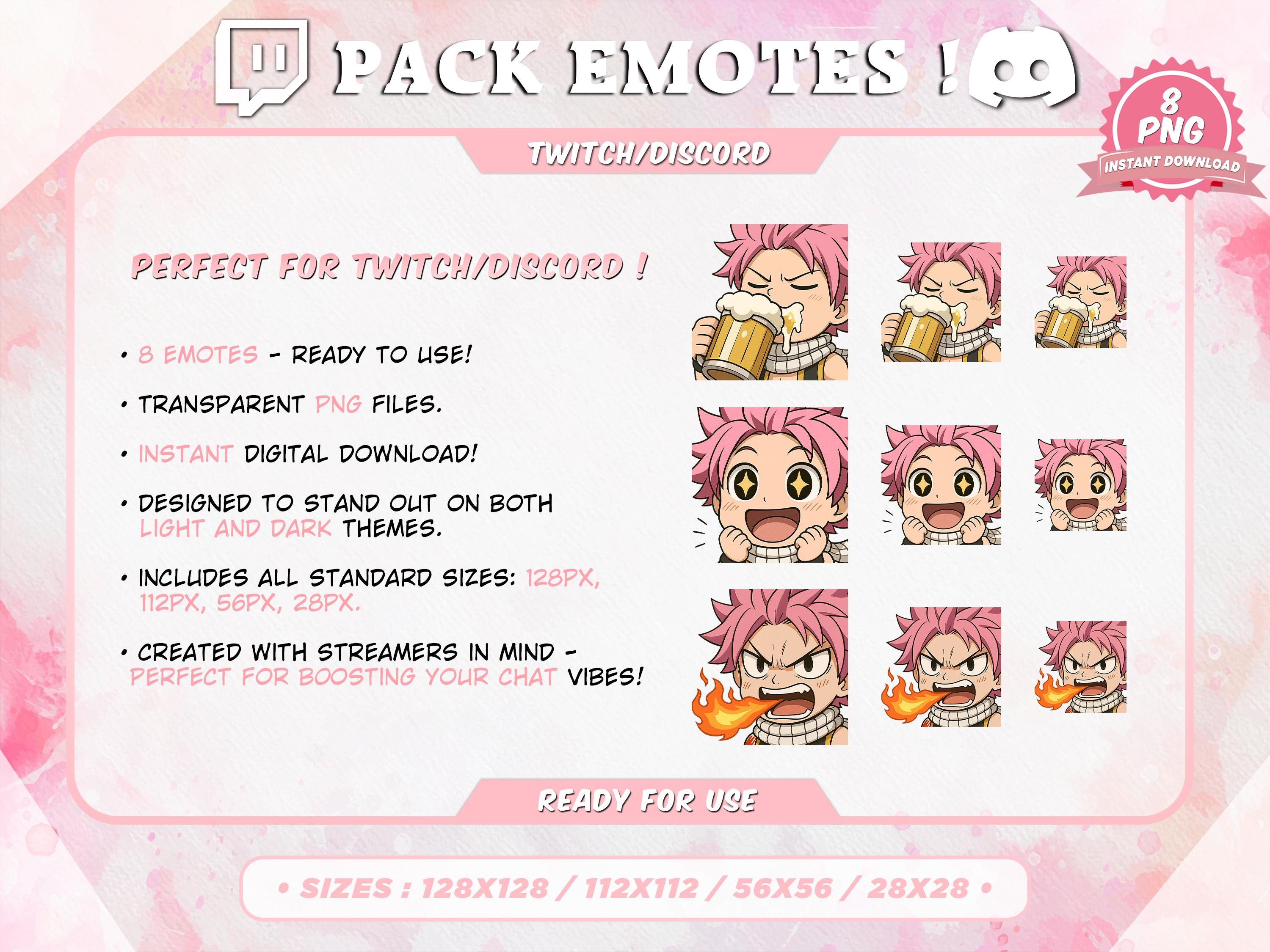 8 Emotes Dragon Slayer Boy Chibi Anime - Twitch & Discord Pack ...