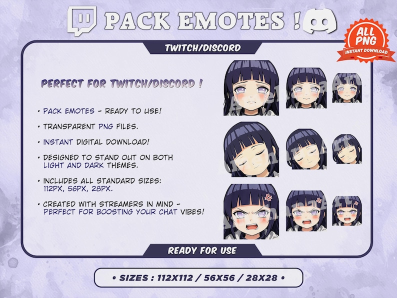 8 Girl Ninja Chibi Anime Emotes - Twitch & Discord Pack – Streamer PNG ...