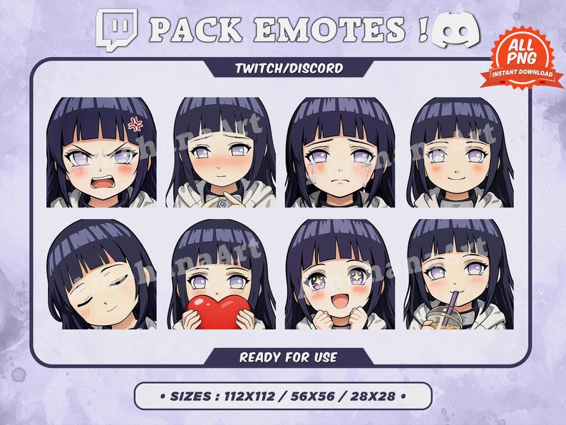 8 Girl Ninja Chibi Anime Emotes - Twitch & Discord Pack – Streamer PNG ...