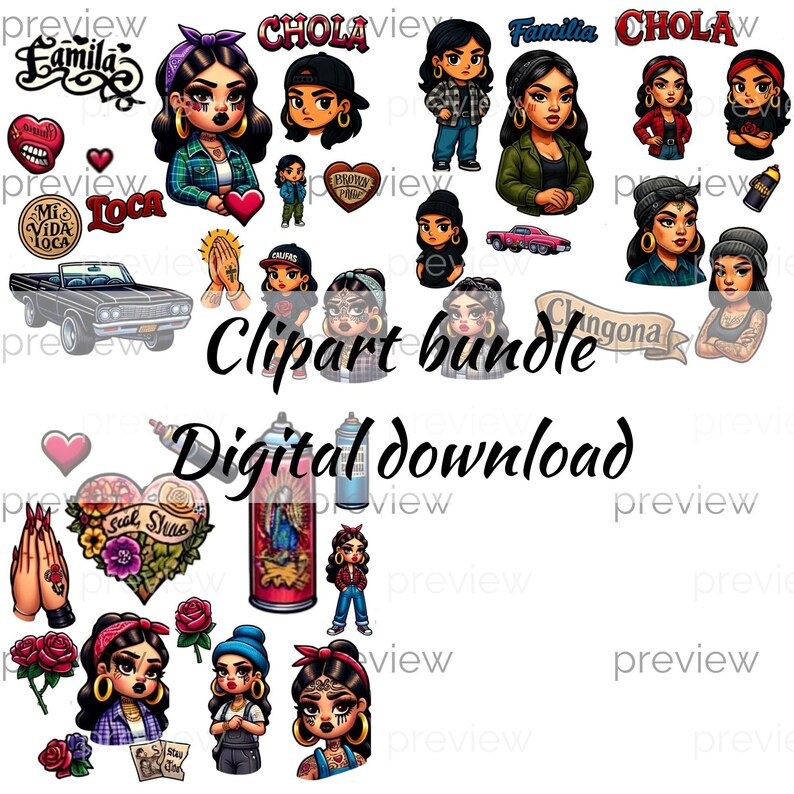 40+ Vibrant Chola Aesthetic Clipart - Familia Chola Chingona Instant ...