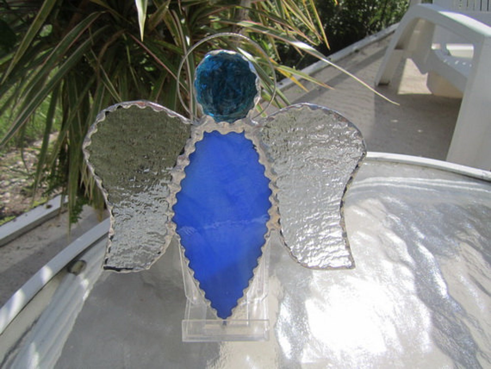 Large Stained Glass Angel Christmas Ornament or Sun Catcher, 7.5 X 5 ...
