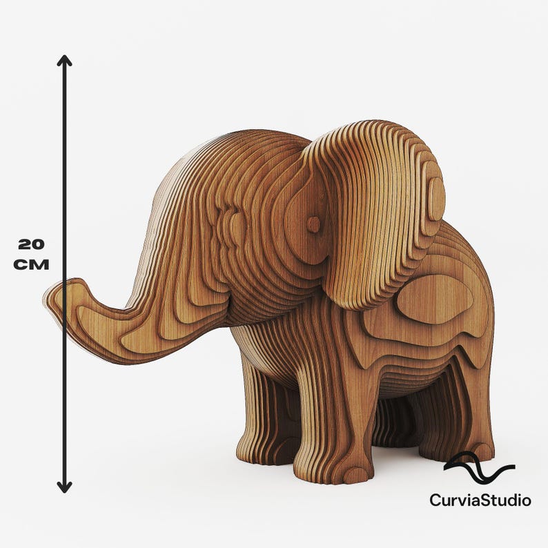 Baby Elephant Parametric Sliced 3D Puzzle | DIY Wooden Educational Toy ...