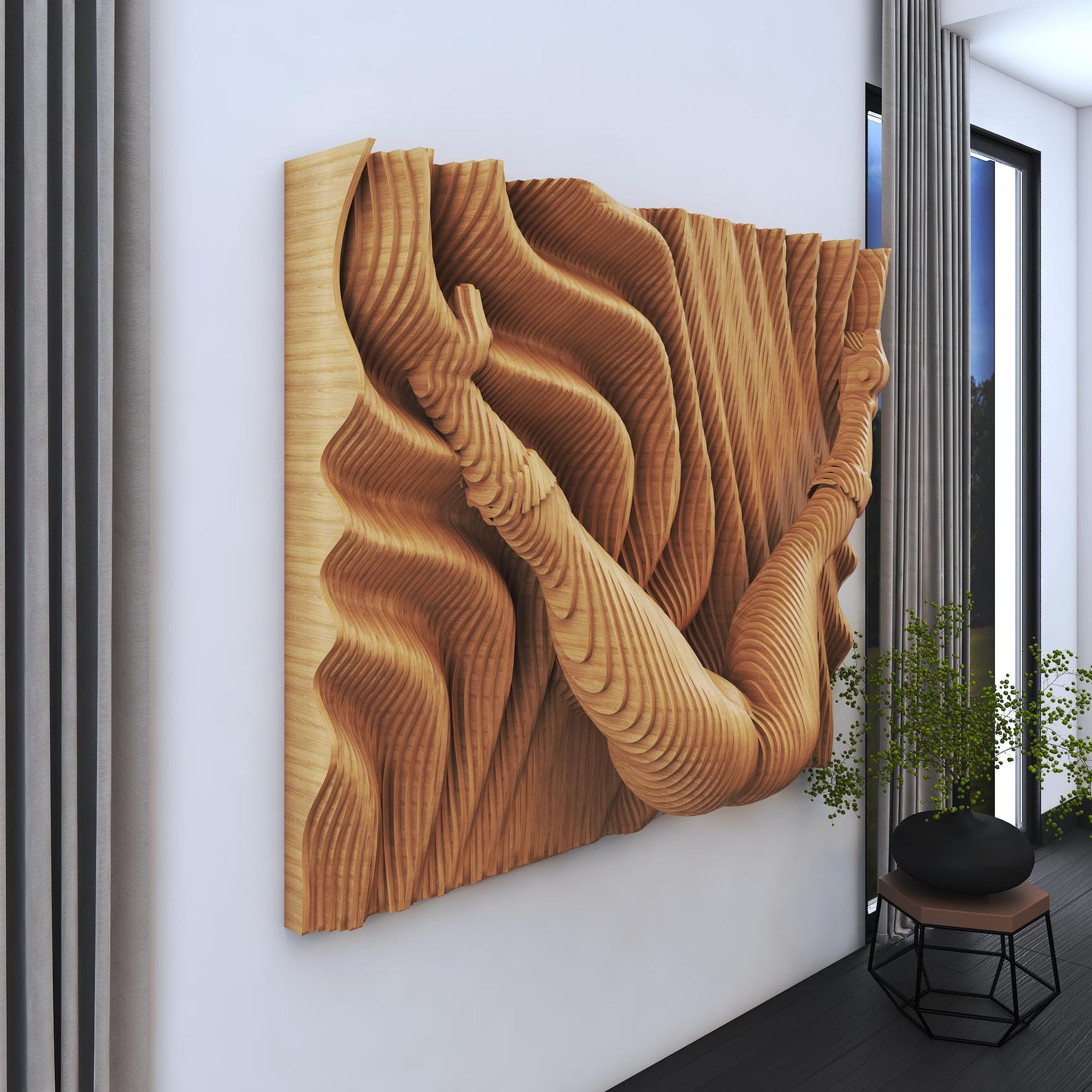 CNC Cut Parametric Wood Wall Art: Modern 3D Sculpture (digital File ...