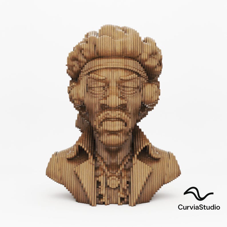 Jimi Hendrix 3D Parametric Sculpture 01 Template | DIY Sliced Wood ...