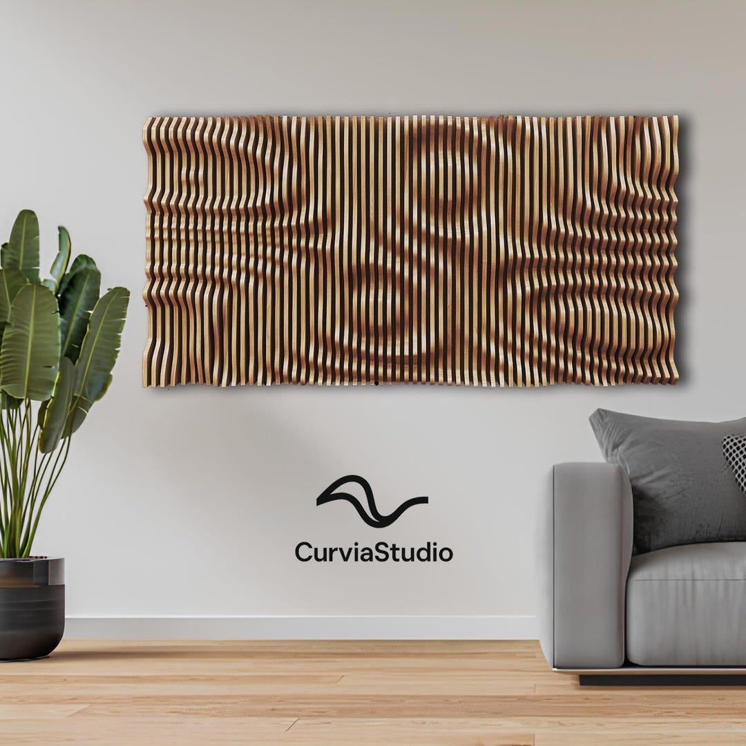 3D Wooden Wall Panel: Modern Curved CNC Design (digital File, 150x75cm ...