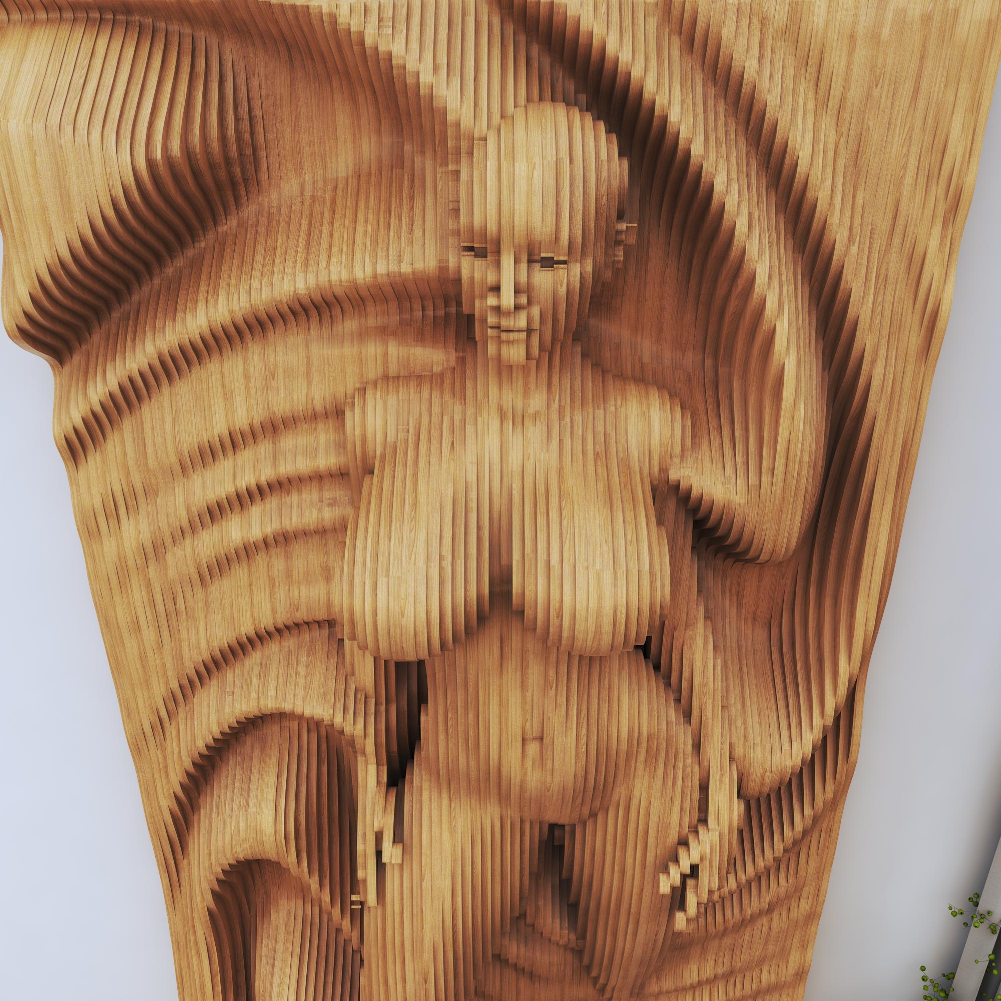 Parametric Female Body Sculpture Panel | Abstract 3D Wood Wall Art - 04 | Layered CNC Cut Design ...
