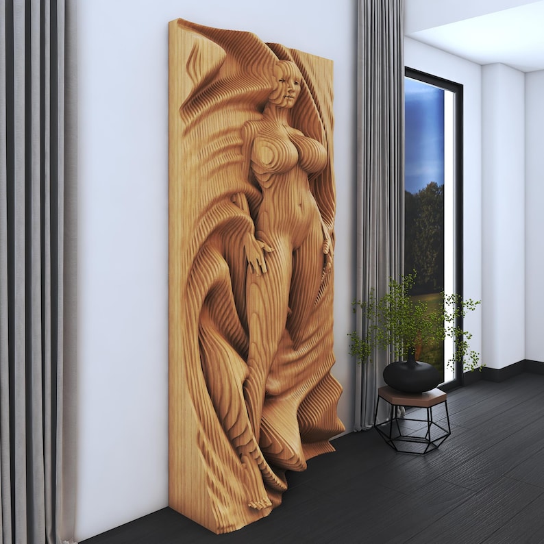 Parametric Female Body Sculpture Panel | Abstract 3D Wood Wall Art - 04 | Layered CNC Cut Design ...