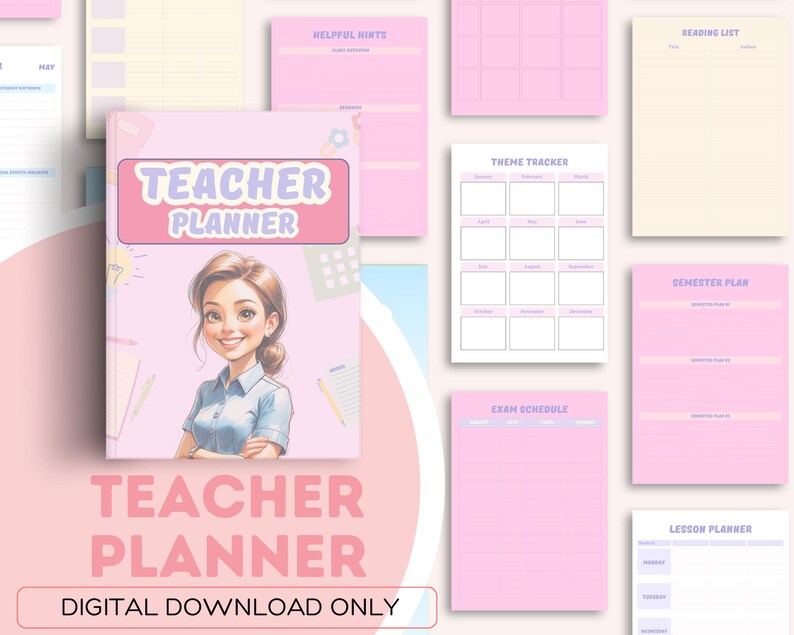 Teacher Planner Printable Lesson Plan Teacher Binder Class Organizer ...