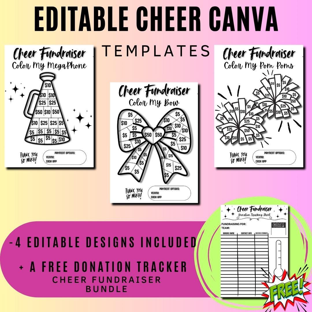 Cheer Fundraiser Printable Bundle: Editable Canva Templates (digital ...