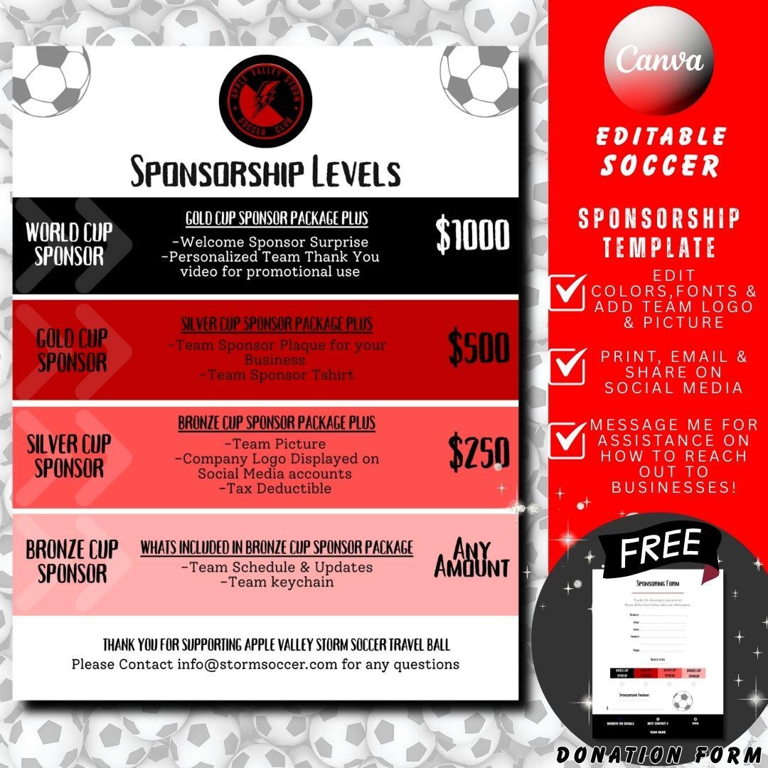 Soccer Sponsorship Package: Editable Canva Template + Donation Form ...