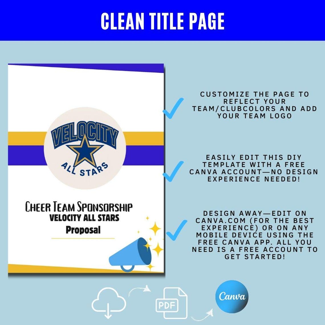 Cheer Sponsor Packet Canva Template: Editable 4-page Fundraising Kit ...