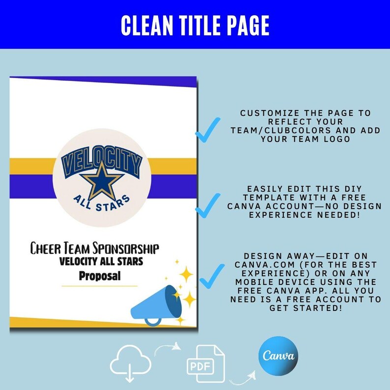 Cheer Sponsor Packet Canva Template: Editable 4-page Fundraising Kit ...
