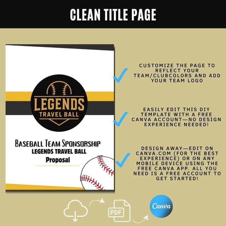 Baseball Sponsorship Packet Canva Template: Editable Team Fundraiser ...
