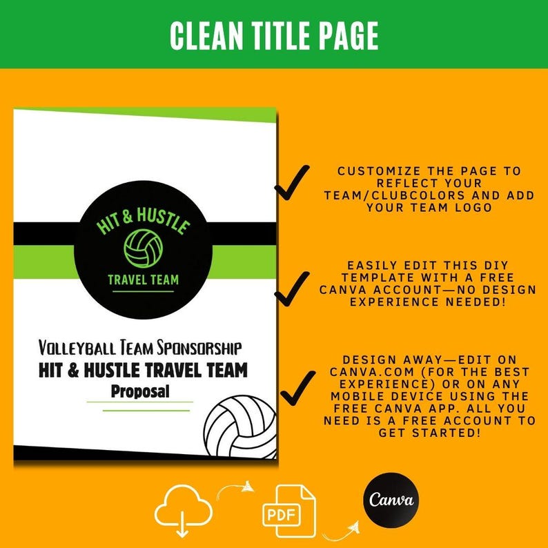 Volleyball Sponsorship Packet Template: Editable Canva Design (instant ...