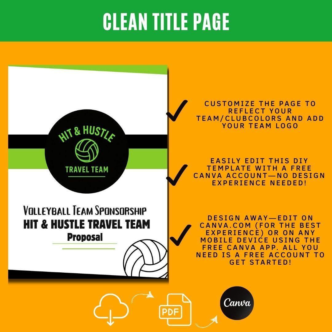 Volleyball Sponsorship Packet Template: Editable Canva Design (instant ...