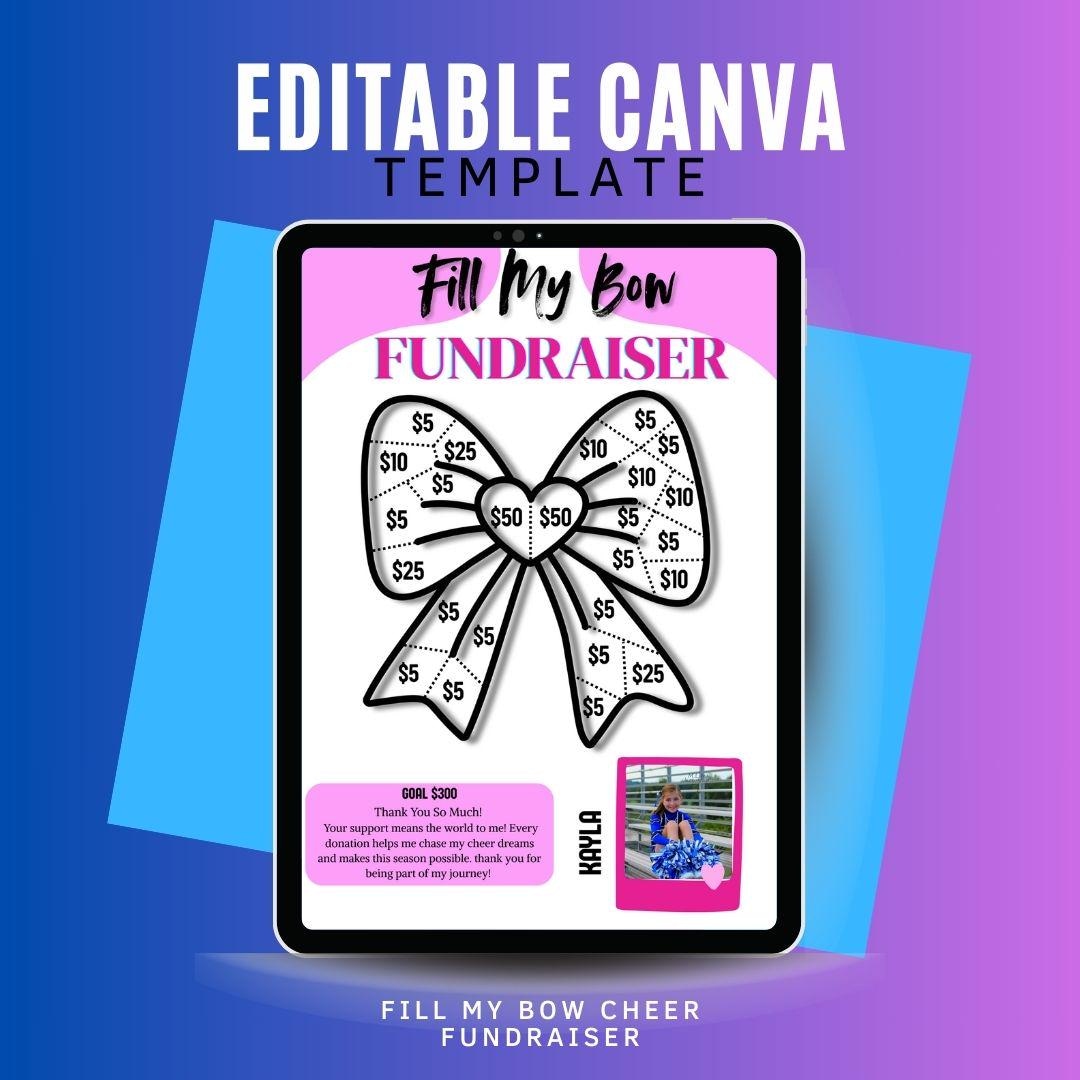 Cheer Fill My Bow Fundraiser Template: Editable Canva Flyer (digital ...