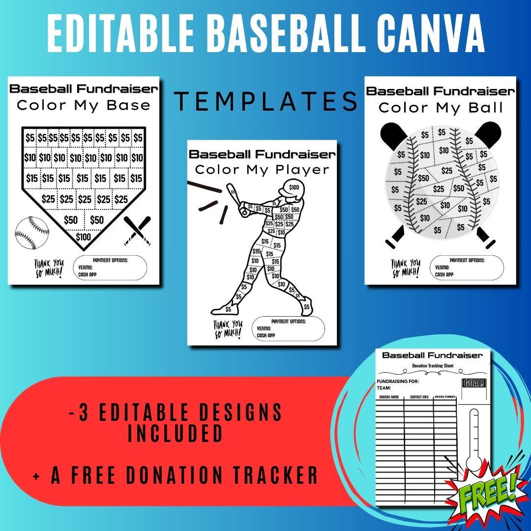 Baseball Fundraiser Canva Templates: Fill My Player, Ball, Base ...