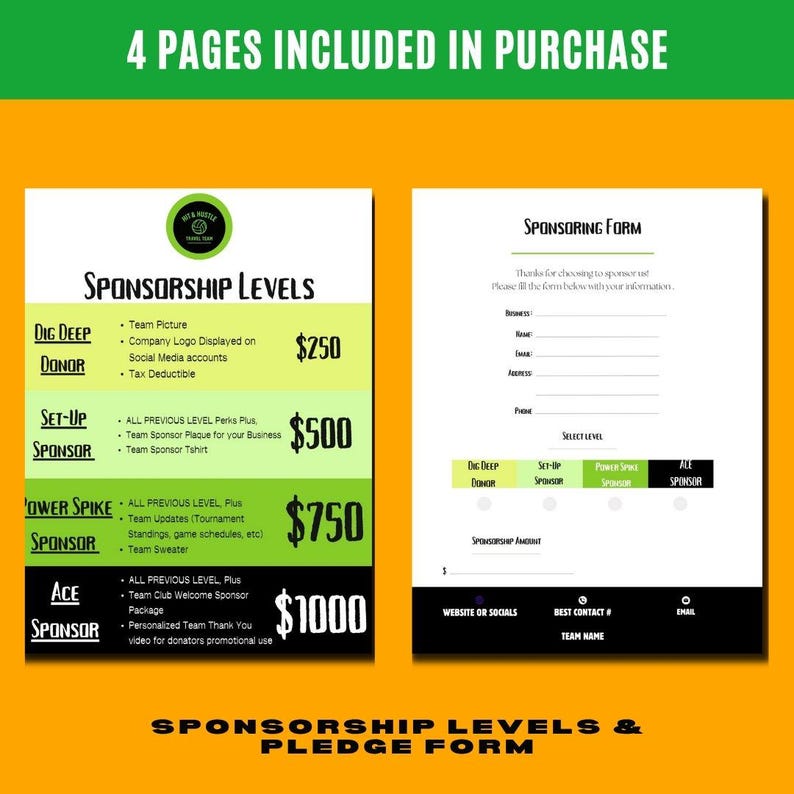 Volleyball Sponsorship Packet Template: Editable Canva Design (instant ...