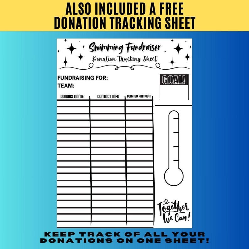 Swimming Fundraiser Canva Templates Bundle: Swim Team Donation Tracker ...